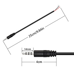RIIEYOCA 4 Pack 3.5mm Male Plug to Bare Wire Stereo Audio Cable,1/8" TRRS 4 Pole Mono Male Plug to Open End Audio Cable,for and Audio Equipment Installed or Replace Repair