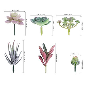 Kisangel 6Pcs Faux Succulents Artificial Simulation Succulents Cactus Artificial Potted Plants Cacti for Home Bonsai Decor Garden Greenery