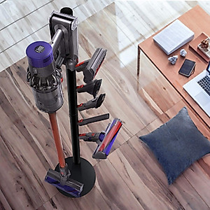 XIGOO Storage Stand Holder Compatible with V15 Detect, V11 V10 V8 V7 V6 Cordless Vacuum Cleaners and Accessary, Floor Docking Station Metal Organizer Bracket with 5 Hooks, Black