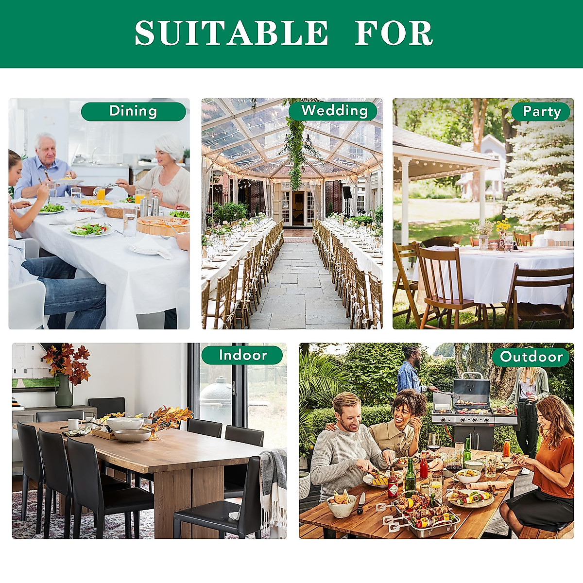 Biscaynebay Textured Fabric Tablecloths Round 60" for Tables' Diameters from 20" to 40", Ivory Water Resistant Tablecloths for Dining, Kitchen, Wedding, Parties etc. Machine Washable