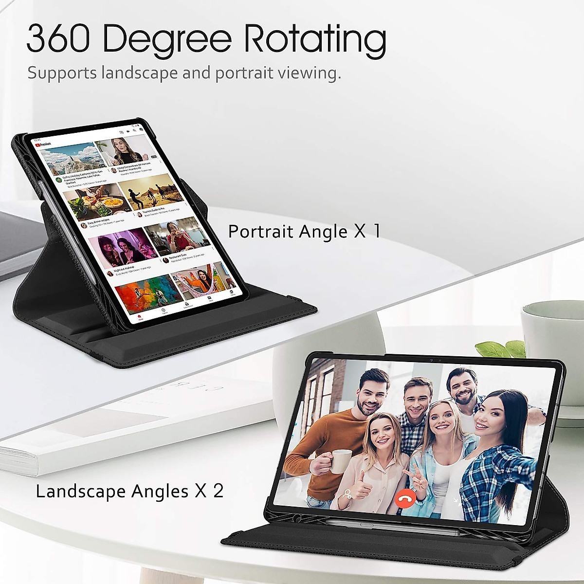 Fintie Rotating Case for Samsung Galaxy Tab S8 Plus 2022/S7 FE 2021/S7 Plus 2020 12.4 Inch with S Pen Holder, 360 Degree Swiveling Stand Cover Auto Sleep/Wake, Black