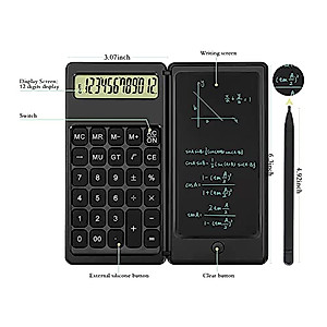 IPepul Calculator，calculators Desktop with Writing Screen, Large Display, and Quiet Design - Ideal for Students and Office Workers (Black)