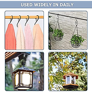 10 Pack Heavy Duty S Hooks Stainless Steel S Shaped Hooks Hanging Hangers for Kitchenware Spoons Pans Pots Utensils Clothes Bags Towers Tools Plants Heavy Duty Rustproof Safety Buckle Design(Black)