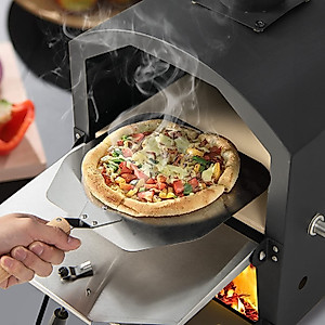 PETSITE Pizza Oven Outdoor, Wood Pellet Fired Pizza Oven with 12 Inches Pizza Stone & Waterproof Cover, 2-Tier Design Portable Stainless Steel Grill Pizza Maker for Outside Backyard Party