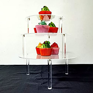 HESIN Acrylic Cake Display Risers Round Set of 3 Stand Risers Dessert Bakery Stand Rack Server Dessert & Pizza Holder