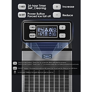 Joy Pebble Ice Maker Commercial, 200lbs/24H/8,800pcs, 90 Cubes/Cycle, Ice Size Control,24H Timer,Freestanding Ice Maker Machine Under Counter for Restaurant, Bar, Office, Home Partie