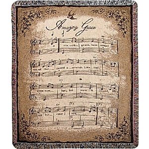Manual Inspirational Collection Tapestry Throw, Amazing Grace Sheet Music, 50 X 60-Inch