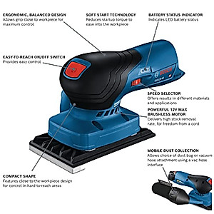 BOSCH GSS12V-40N 12V Max Brushless Sheet Orbital Finishing Sander (Bare Tool)