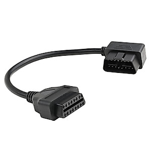 OLLGEN 1ft 30cm OBD-II OBD2 Right Angle 16 Pin Auto Car Male to Female Extension Cable Diagnostic Extender Cord Adapter