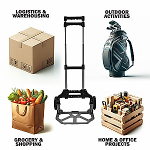 Folding Hand Truck Dolly 2-Pack | 165 LB Capacity | Aluminum Heavy Duty Foldable Hand Cart with Telescoping Handle | No Assembly Required Collapsable Dolly | Ideal for Warehouses, Luggage