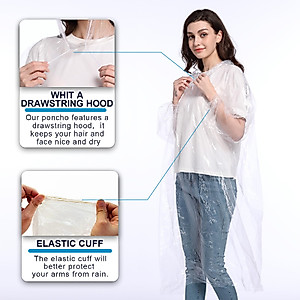 Disposable Rain Ponchos for Adults - Emergency Rain Ponchos Family Pack for Women and Men with Drawstring Hood