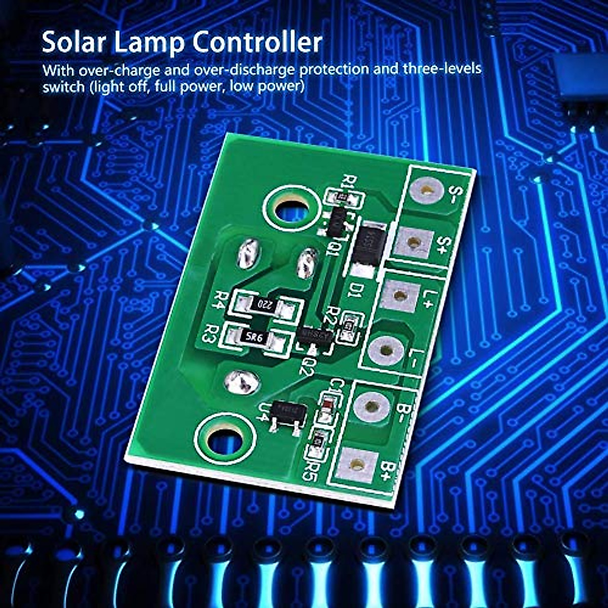 Solar Lamp Controller, Solar Power Charging Module 3.7V Lithium Battery Control Circuit Board with ON/Off Light Control Switch
