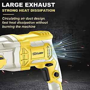 DOCLERY 1-1/4 Inch SDS-Plus Rotary Hammer Drill,7.5AMP,One Knob 4 Functions with Speed Adjustment, 5 SDS-Plus Bits