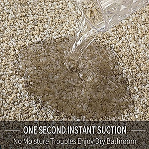 Yimobra Bathroom Rugs, Extra Soft Comfortable Bath Rugs, Non-Slip, Water Absorbent and Thick Bathroom Floor Mat, Machine Washine, Shaggy Rugs for Shower Bathtubs, 24"x17", Beige