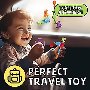 BUNMO Suction Bath Toys 24pcs | Connect, Build, Create | No Mold Bath Toy | Hours of Fun & Creativity | Stimulating & Addictive Sensory Suction Toy | No Hole Bath Toy | Mold Free Bath Toys
