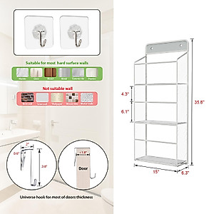 Univivi Door Hanging Yarn Storage Organizer, Knitting and Crochet Organizer Yarn Ball Storage with 3 Clear Plastic Pockets & Hooks for Knitting Needles, Crochet Hooks, Yarn Balls