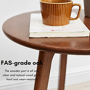Vadisun Round End Table - Accent Side Table with 3 Legs, 100% Natural Solid Wood Side Table for Living Room, Painted Small End Table for Bedroom Office Small Spaces (2 pcs.Walnut)