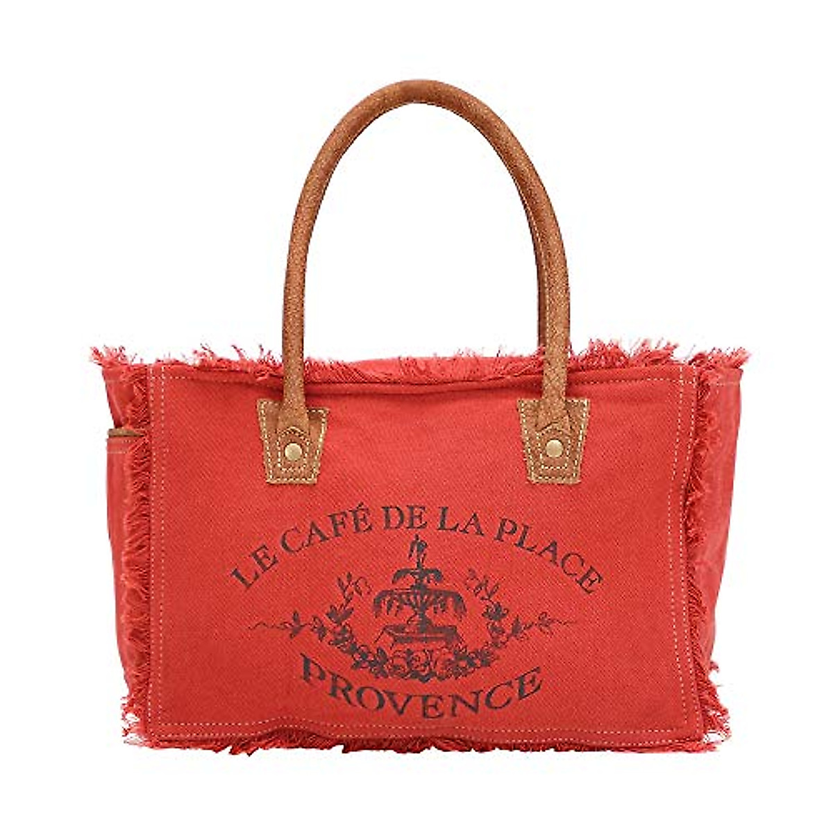 Myra Bag Carroty Upcycled Canvas & Leather Handbag S-1484