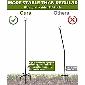 Eazielife Sprimden Outdoor String Light Pole, 10 FT Heavy Duty Hanging Light Stand Pole for Outside Garden Lawn, Patio, Christmas, Wedding, Party (2 Packs)