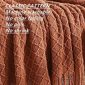 CREVENT Home Farmhouse Decor Rustic Couch Sofa Chair Bed Throw Blanket, Soft Warm Light Weight for Travelling in Spring Summer (50''X60'' Caramel/Rust Burnt Orange)