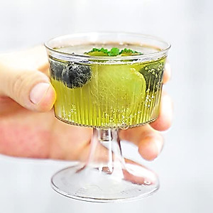 Elsjoy 75 Pack Mini Dessert Cups with Spoons, 3.5 Oz Clear Plastic Appetizer Cups Disposable Tasting Cups for Mousse, Ice Cream, Puddings, Detachable Stem Base