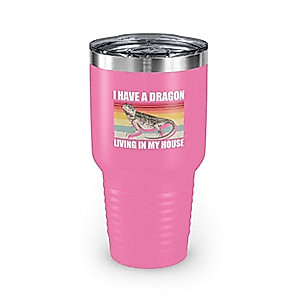 30oz Tumbler Stainless Steel Colors Hilarious Reptile Lounge-Lizard Viviparous Geckos Lovers Humorous Amphibians 30oz / Pink