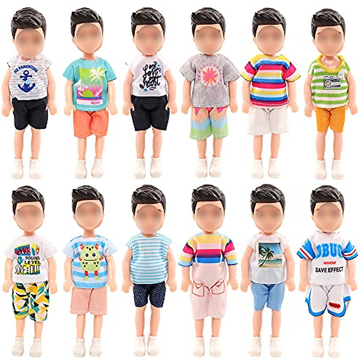 ENOCHT 22 PCS 5.3 Inch - 6 Inch Chelsea Doll Clothes and Accessories Include 5 Tops, 5 Pants for Boy Dolls, 5 Dresses for Girl Dolls and 2 Shoes, 10 Outfits Hangers