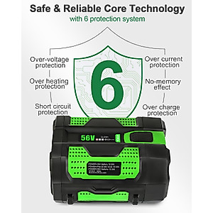 Aoasur 10.0Ah Battery Replacement for EGO 56V Battery （10.0AH-Green）