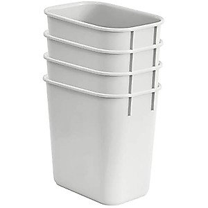 Acrimet Wastebasket Bin 13QT (Plastic) (White Color) (Set of 4)