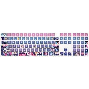 Sanfulin Keyboard Cover Skin for 2021 New Apple iMac Magic Keyboard (Model: A2520) with Numeric Keypad and Touch ID, Cute Printing Silicone Keyboard Protector, Red Flower
