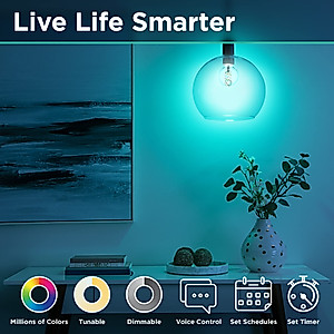 iHome Spectra Smart Spiral Edison RGBW Multicolor LED Light Bulb, G25/E26, 440 Lumens, 5.5W (40W Equivalent), Tunable and Dimmable Color Changing WiFi Smart Bulb, Works with Alexa and Google Home