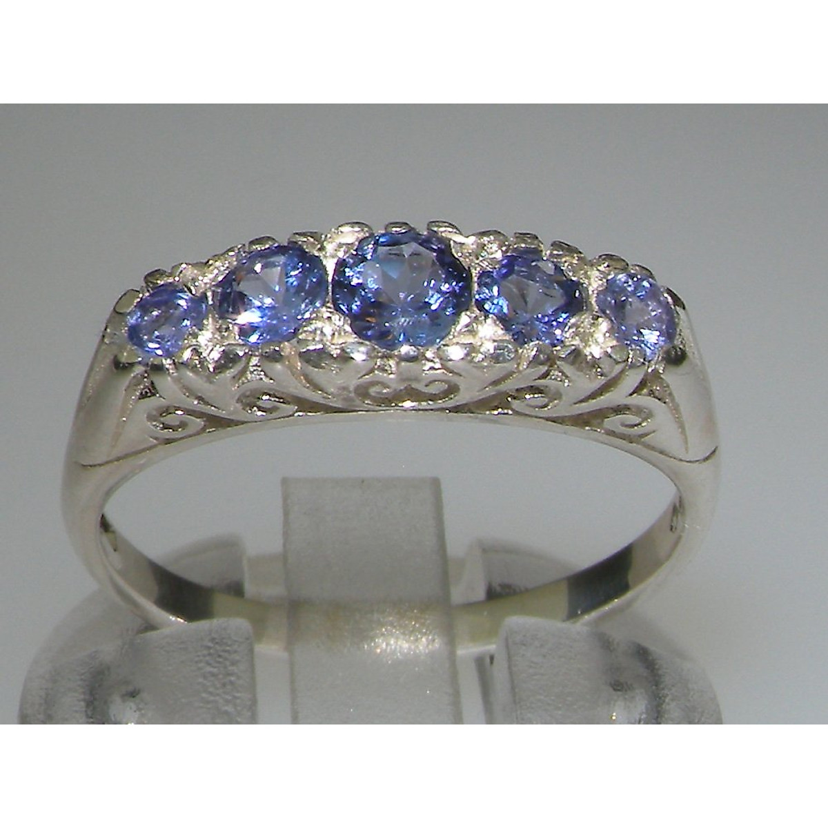 925 Sterling Silver Real Genuine Tanzanite Womens Band Ring - Size 10