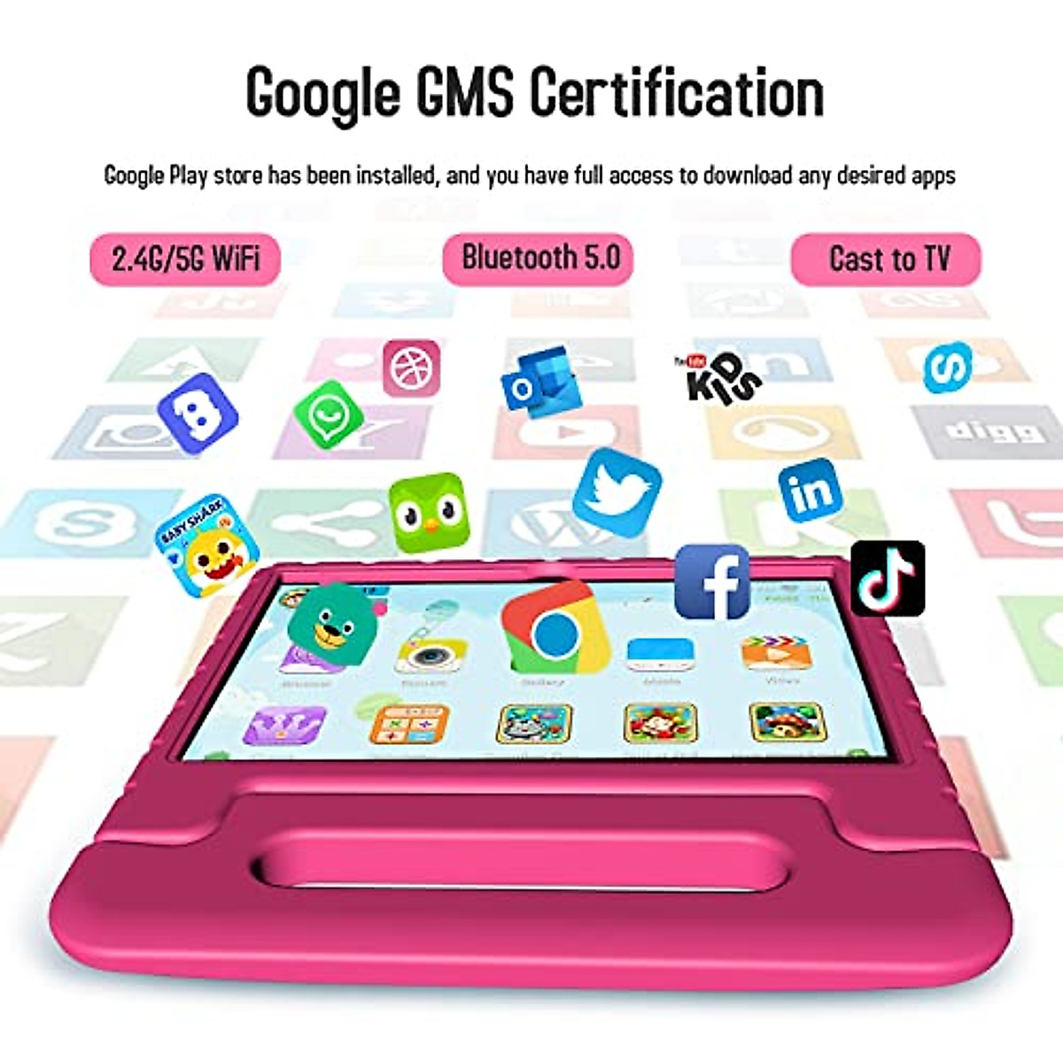 ITDULCET Kids Tablet 10 inch, 4GB +64GB Tablet for Kids, Android 12 2.4/5G WiFi, 2MP+5MP Dual Camera 1200 * 800 HD IPS Touchscreen, Family Link for Parental Control with Kid-Proof Case, 6000mAh