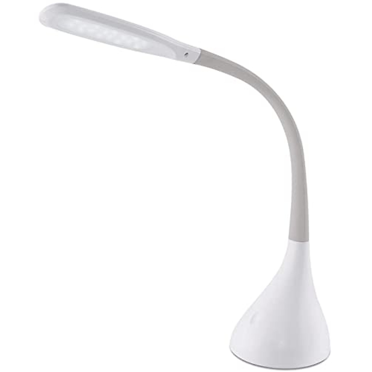 OttLite LED Desk Lamp with Adjustable Neck, Creative Curves (White/Grey) - 2.1A USB Charging Port, 4 Dimmable Brightness Settings, Energy-Efficient Natural Daylight LEDs for Home, Office & Dorm