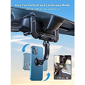 VICSEED Upgraded Magnetic Phone Mount for Car, [Big Rear Mirrors Friendly] Rear View Mirror Phone Holder, Strong Magnet Cell Phone Holder Car Cradle Hands Free Car Mount Fit All Mobiles & Vehicles