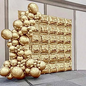 Orgnafey Chrome Gold Mylar Flat Square Foil Balloons Wall Tunnel Arch Backdrop Double Sided Metallic Gold Silver Balloon Garland Kit Wedding Graduation Anniversary Birthday Party Background Decoration