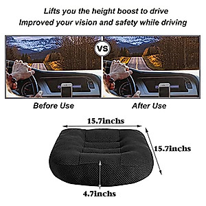 Car Booster Seat Cushion, Car Booster Cushion Office Mat, Car Seat Pad Heightening Height Boost Mat Portable Breathable Mesh, Ideal for Car Office,Home, Used All The Year, Black 15.7x15.7x4.7inch