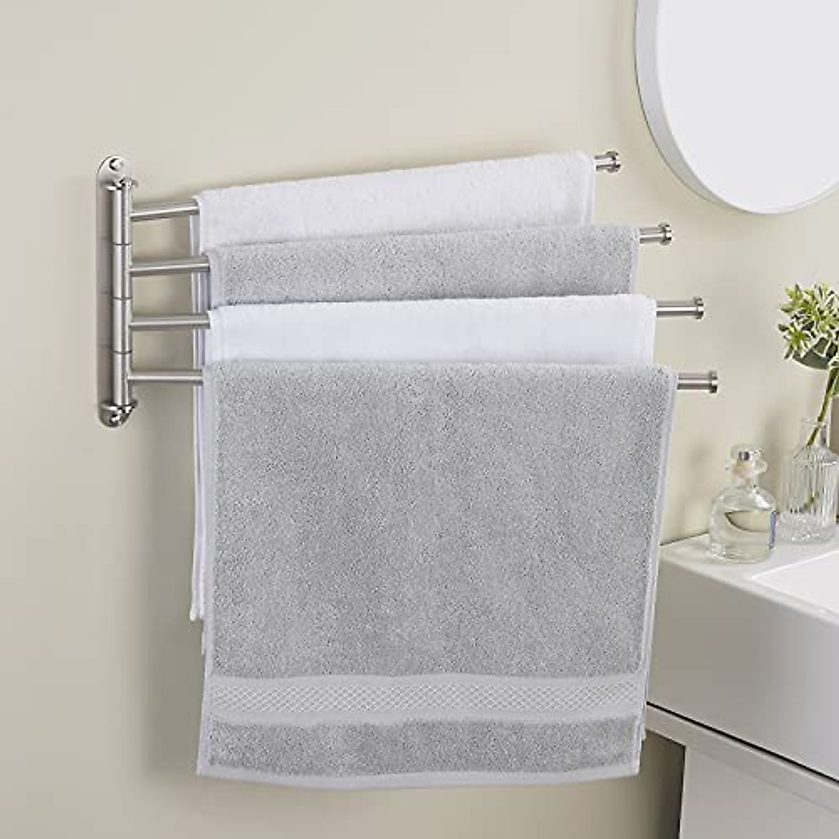 KES Swivel Towel Bar 19.5" 4-Arm Extra Long, Swing Out Towel Rack for Bathroom Wall, Hand Towel Holder for Multiple Towels, SUS304 Stainless Steel Brushed Finish, A2103S4L50-2