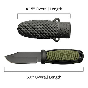 RPG Mini Small Black Full Tang Fixed Blade EDC Tactical Neck Knife with Link Chain Necklace & Plastic Molded Sheath - Concealable Minimalist EDC Survival Knife - 2.5 inch Blade - Stainless Steel