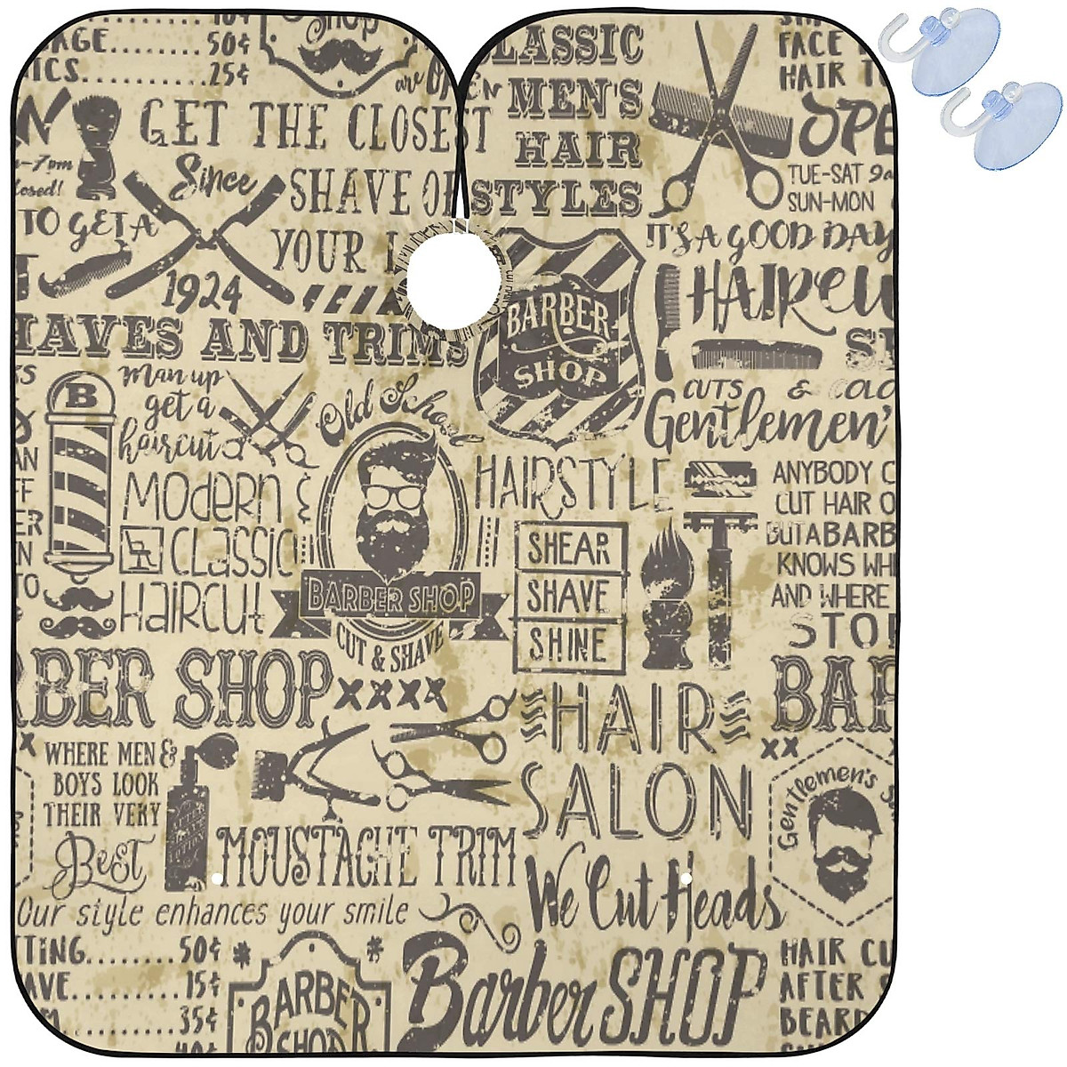 visesunny Vintage Hairdressing Pattern Barber Cape Anti-Static Hair Cutting Cape with Snap Closure Professional Salon Polyester Beard Shaving Bib Water-Resistant Hairdressing Cape Adjus