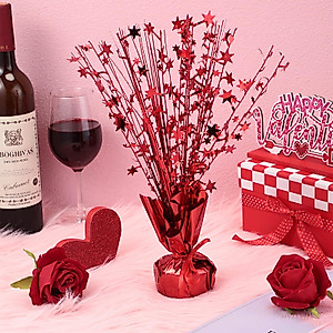 Crowye 18 Pieces Metallic Foil Spray Centerpiece Party Star Foil Spray Centerpiece Table Decoration Burst Centerpieces Metallic Table Centerpieces for Birthday Party Season Holiday (Red)