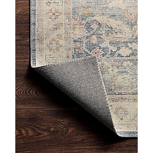 Loloi II Hathaway Collection HTH-02 Denim/Multi 2'-0" x 5'-0", .25" Thick, Accent Rug, Soft, Durable, Printed, Modern, Low Pile, Non-Shedding, Easy Clean, Living Room Rug
