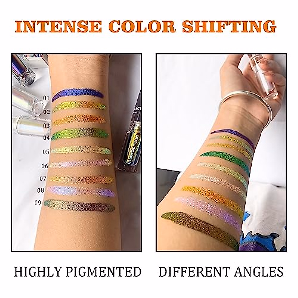 CHARMACY Chameleon Liquid Eyeshadow, Intense Color Shifting, Highly Pigment Multichrome Eyeshadow Liquid Makeup, Long Lasting, Shimmer, Easy To Wear Metallic Eye Makeup, 1.6g (#06)