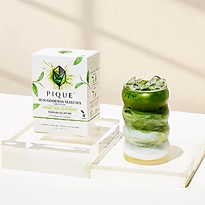 Pique Organic Sun Goddess Matcha - Ceremonial Grade Matcha Green Tea Powder, Supports Radiant Skin, Calm Energy - 28 Single Serve Sticks (Pack of 1)