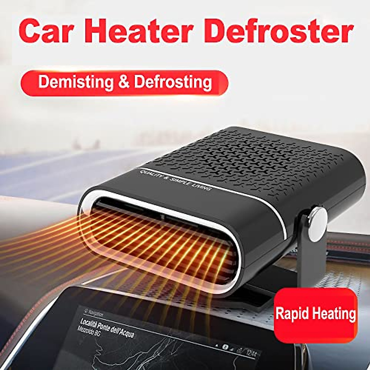 Arecwy Car Heater, 2 in 1 12V 120W Auto Car Windshield Heater Cooling Fan Auto Defogger 360 Degree Rotatable Heating Defrost