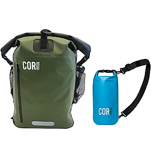 COR Surf 40L Waterproof Dry Bag Backpack and 10L Roll-Top Dry Bag