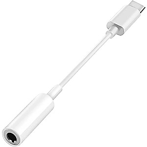 USB Type C to 3.5mm Headphone Jack Adapter, YNCRIS Audio Adapter USB C to AUX Dongle Cable - White
