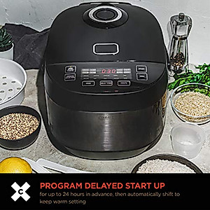 Crux 20 Cup Induction Rice Cooker, Multi-Cooker, Food Steamer, Slow Cooker, Stewpot, Easy One-Pot Healthy Meals, Dishwasher Safe Non-Stick Bowl, Black, one size