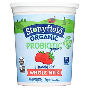 Stonyfield Farm Organic Strawberry Yogurt, 32 Ounce -- 6 per case.