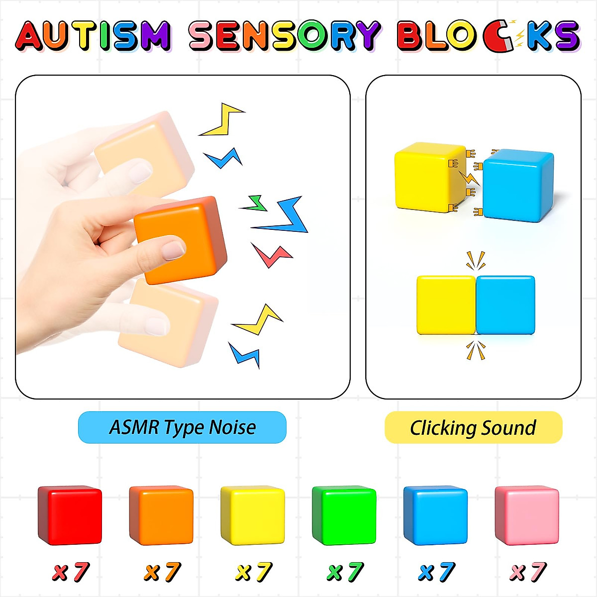 42PCS Magnetic Blocks, Gifts for 3 4 5 6 Year Old, Magnet Building Blocks for Toddlers, Girls & Boys, Sensory - Montessori - Autism - Magnetic Toys for Kids Ages 3-5 4-8